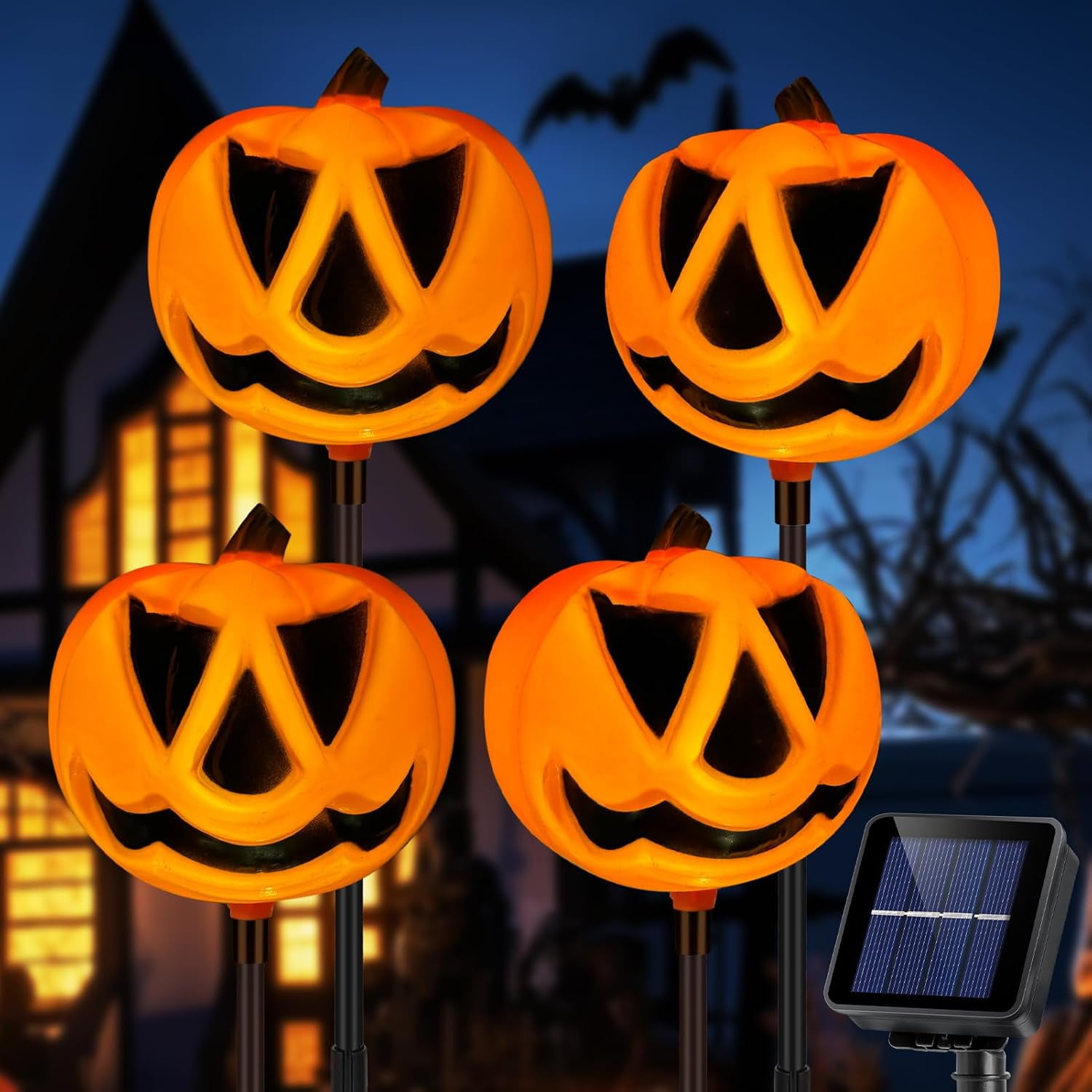 Halloween Solar Lights Outdoor, Bigger Solar Pumpkin for Outside ...