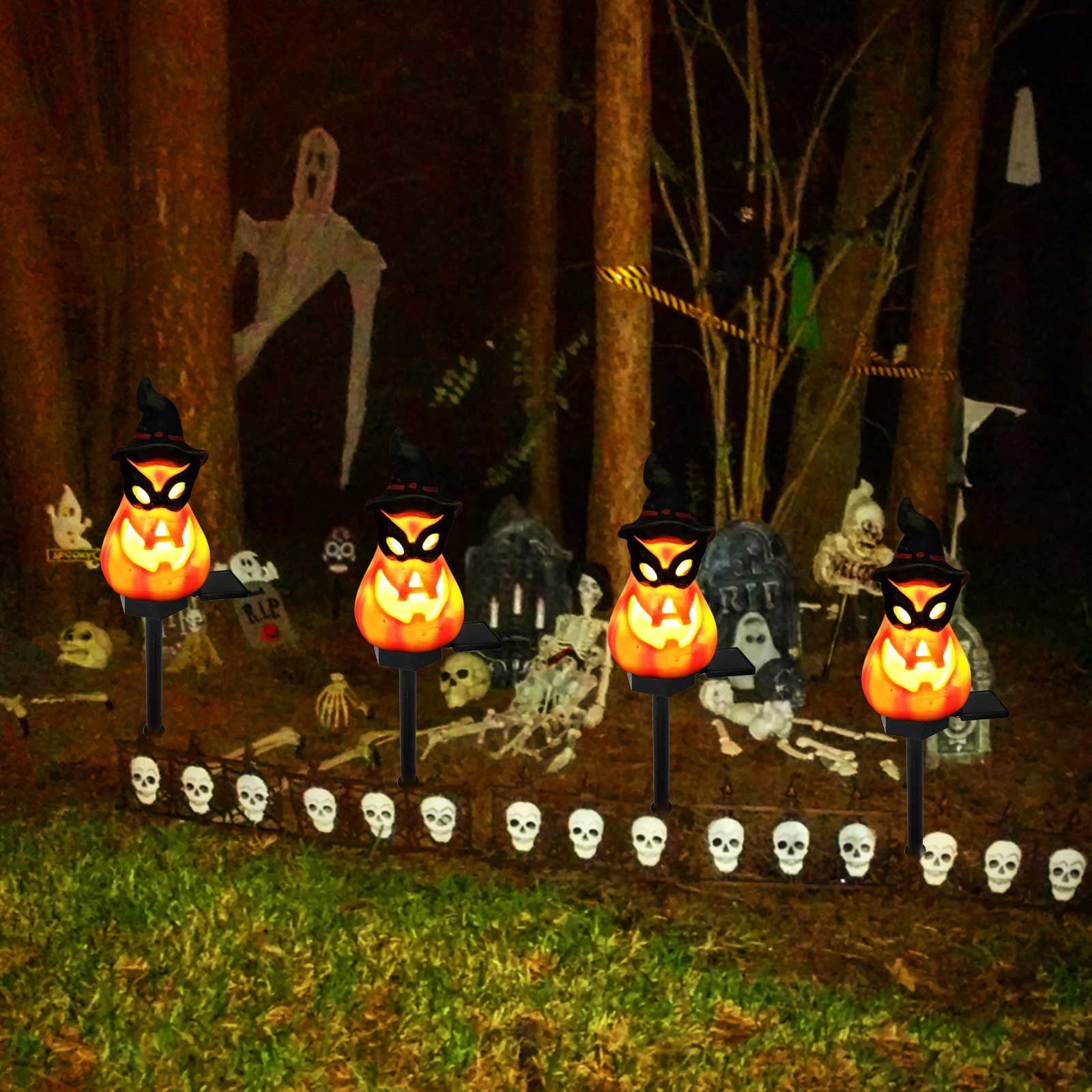Halloween Solar Lights Outdoor, Bigger Solar Pumpkin for Outside ...