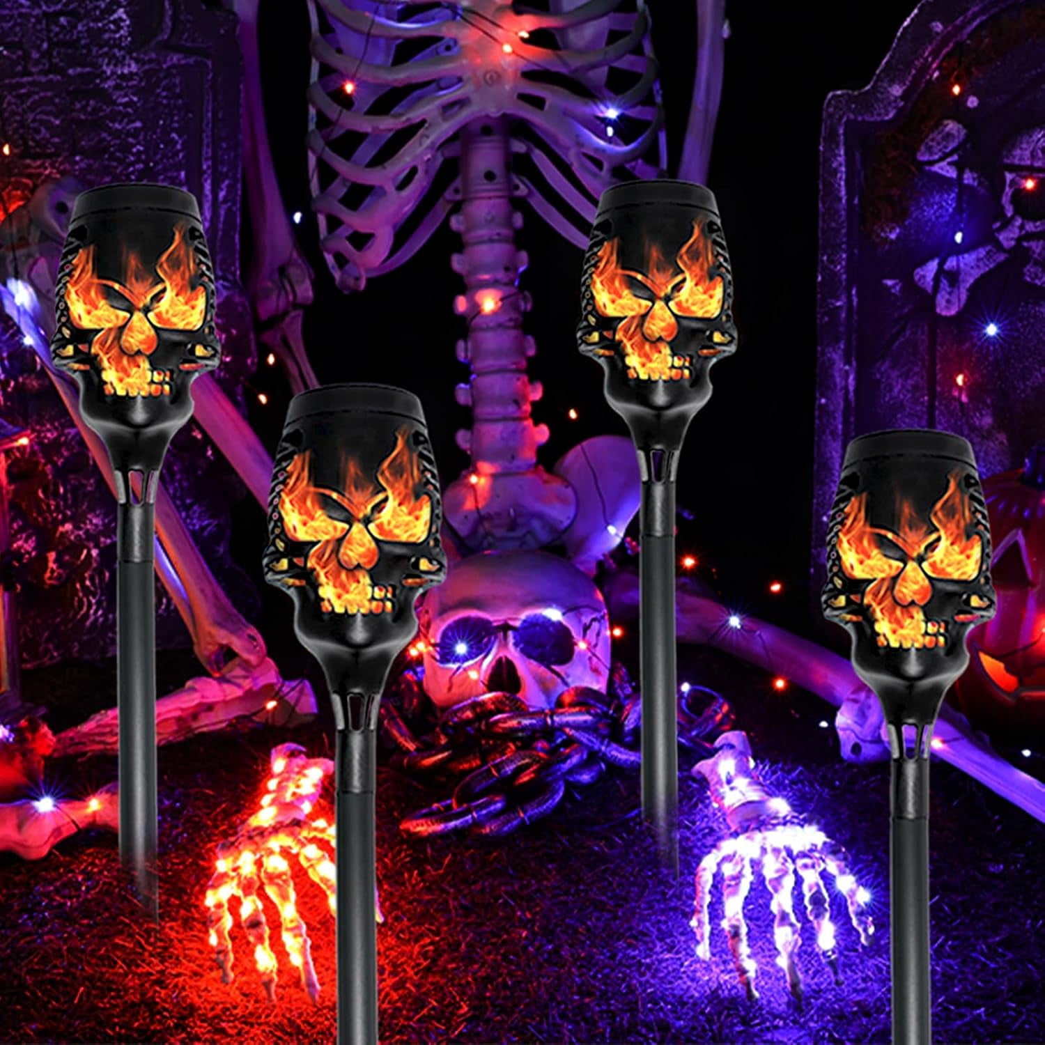Halloween Solar Lights Outdoor Pathway Lights, 4 Pc LED Waterproof ...
