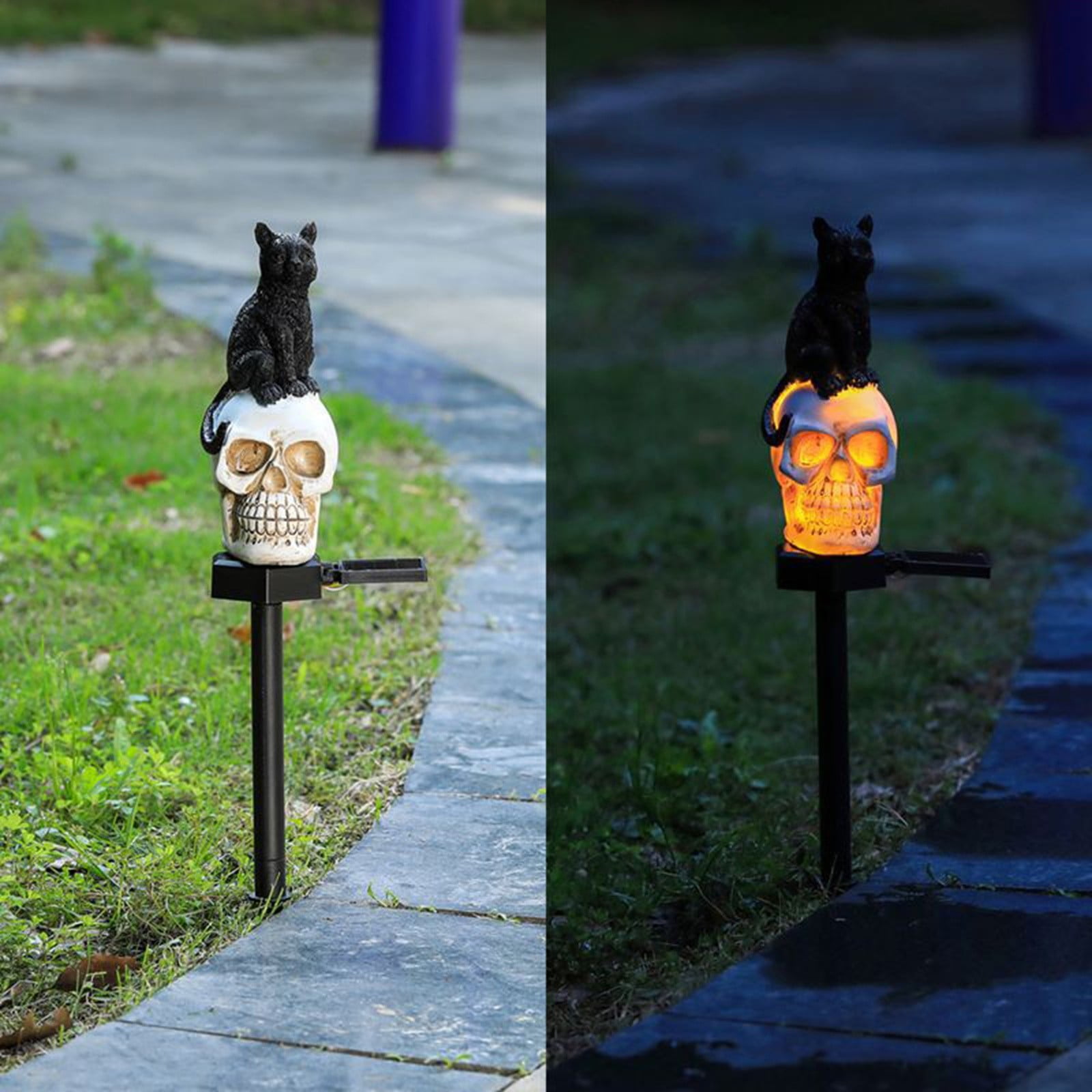 Halloween Solar Pathway Lights - Solar Halloween Skull Stake Lights ...