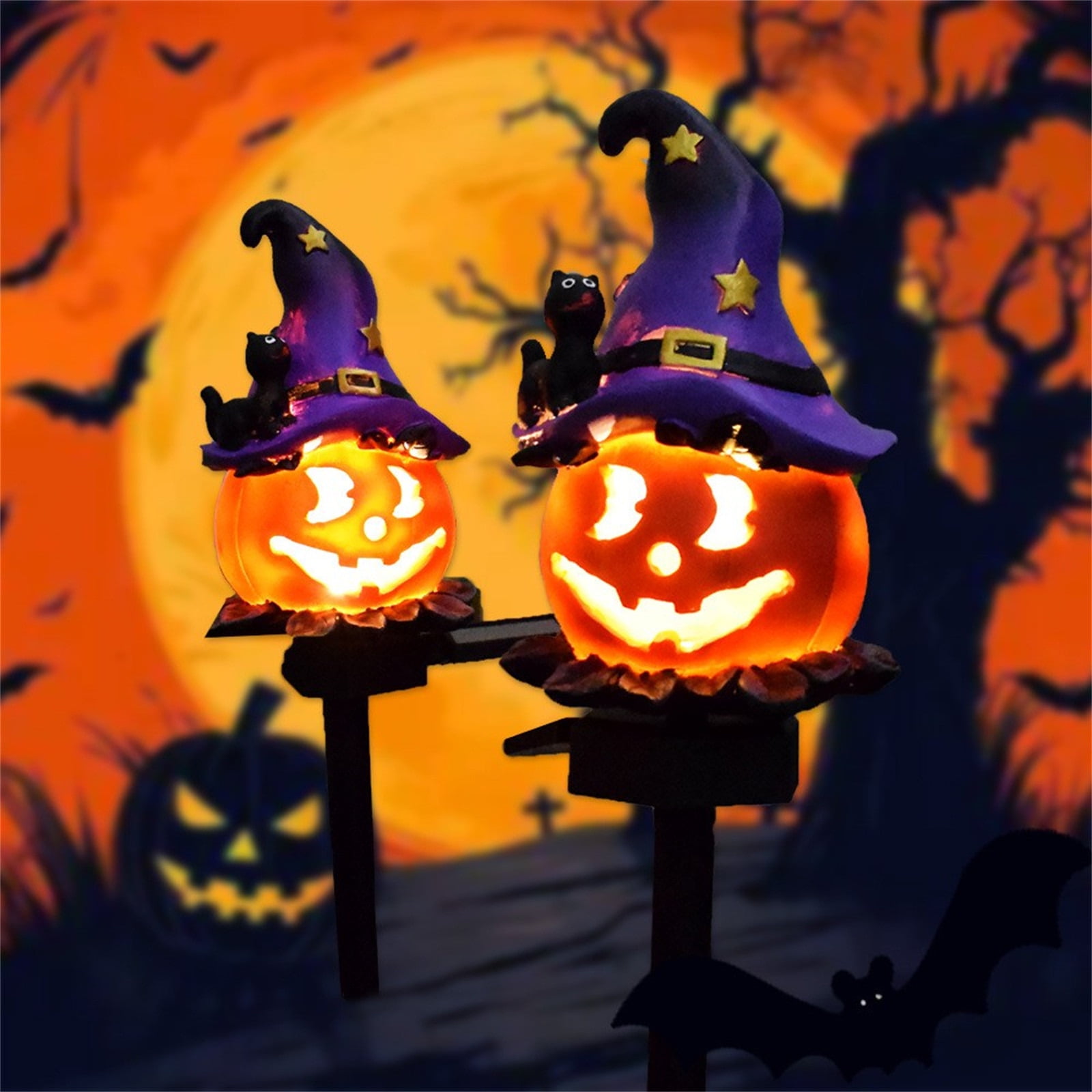 Halloween Solar Pumpkin Ghost Stake Lights – Outdoor Waterproof LED ...