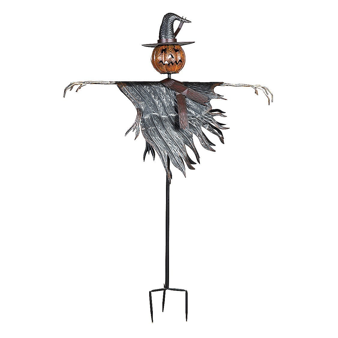 Halloween Solar Scarecrow Jack O' Lantern Metal Ground Stake - Walmart.com