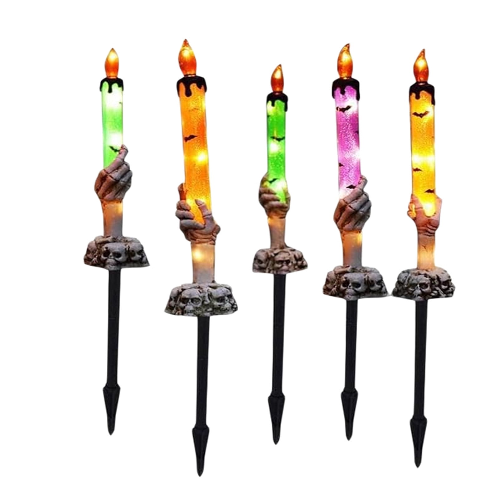 Halloween Solar Skeleton Hand Candle Stakes - Battery Operated Lighted ...