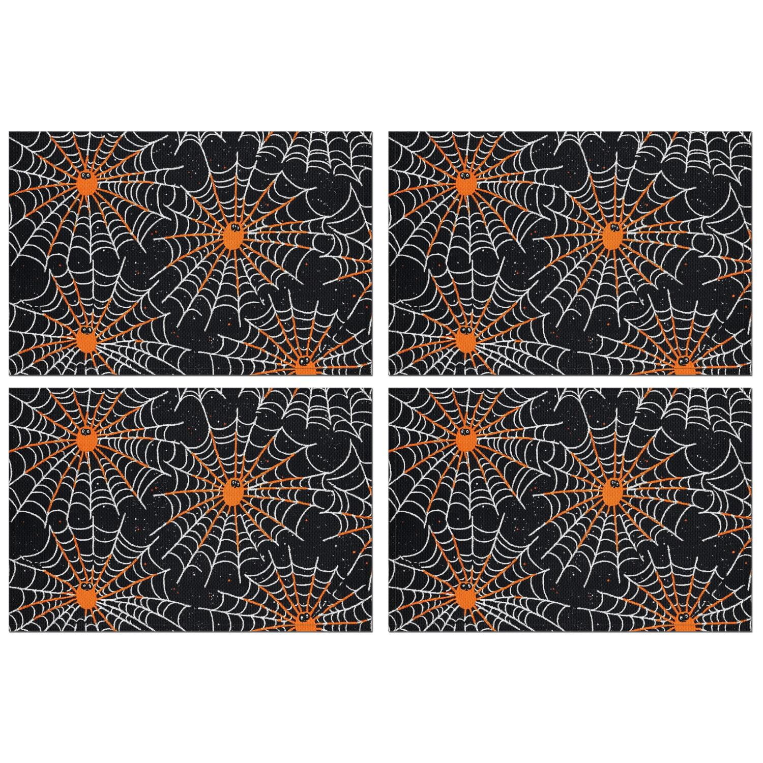 Halloween Spider Bat Spooky Linen Placemats Set Of 4 12x18 Inch ...