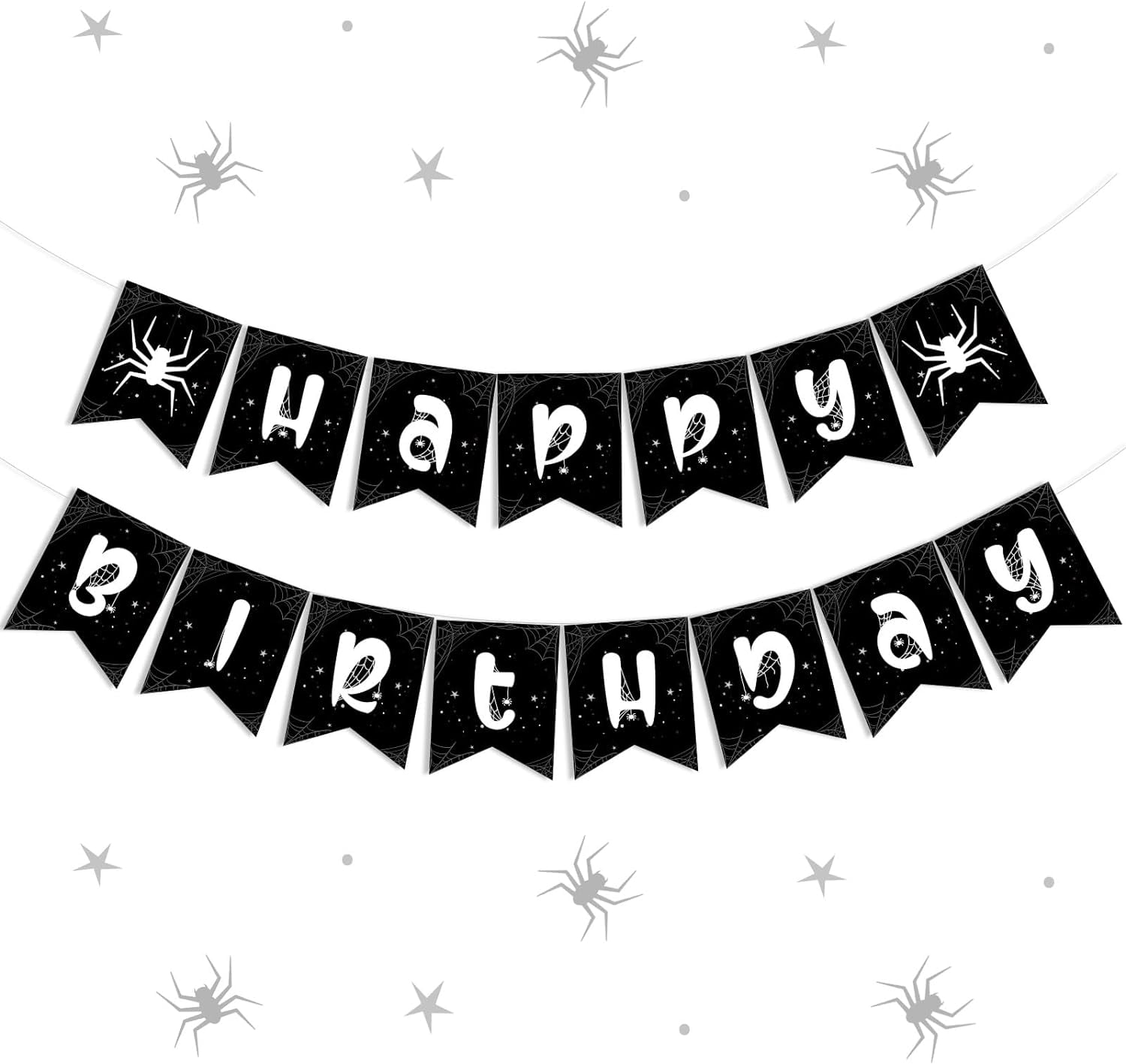 Halloween Spider Birthday Decorations Banner, Spider Web Happy Birthday ...