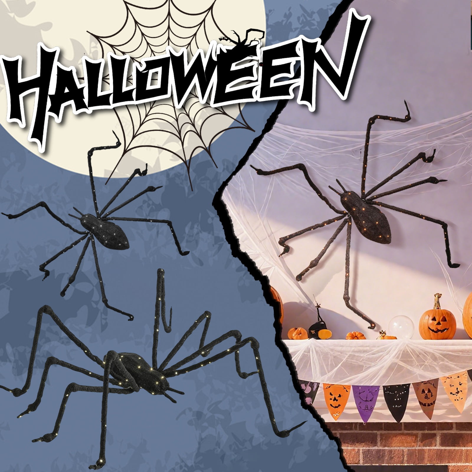 Halloween Spider Decoration With Light Strip Holiday Horror Atmosphere ...