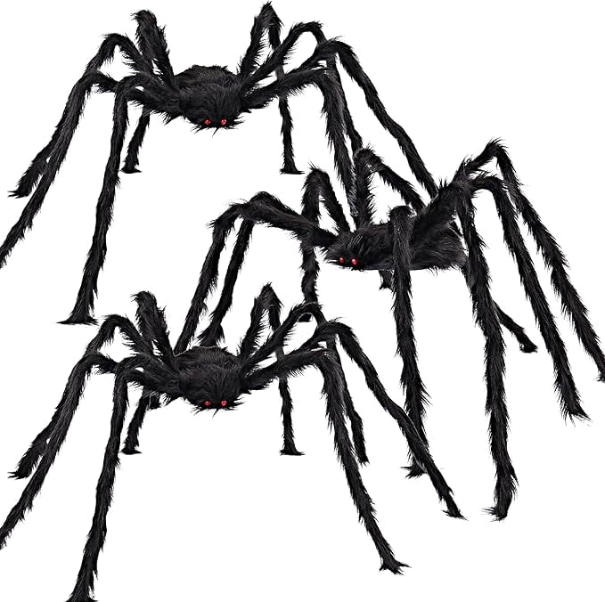 Halloween Spider Decorations, 3 Pcs Realistic Hairy Spiders Set, Scary ...