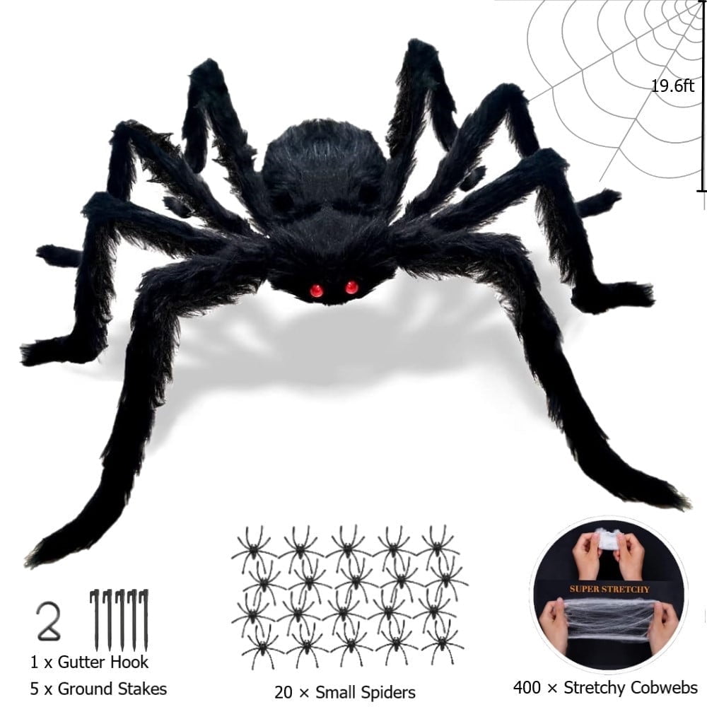 Swfoer Halloween Spider Decorations, 5ft Giant Spider, 16.4ft Spider ...