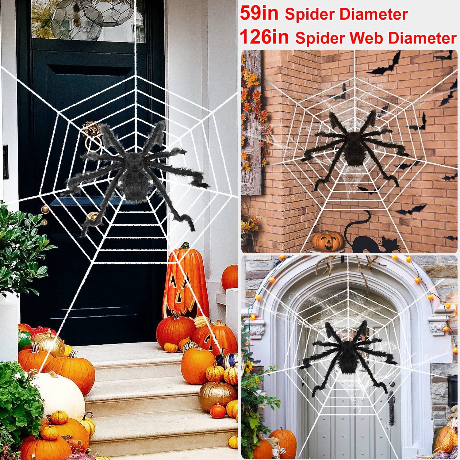 Creepy Halloween Spider Web Decorations Teqhome 59" Hairy Spider with ...