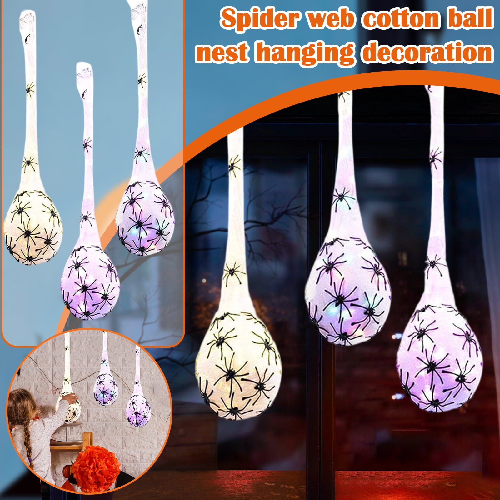 Halloween Spider Egg Sacs Light-up Spider Egg Sacks Decoration Set ,Big ...