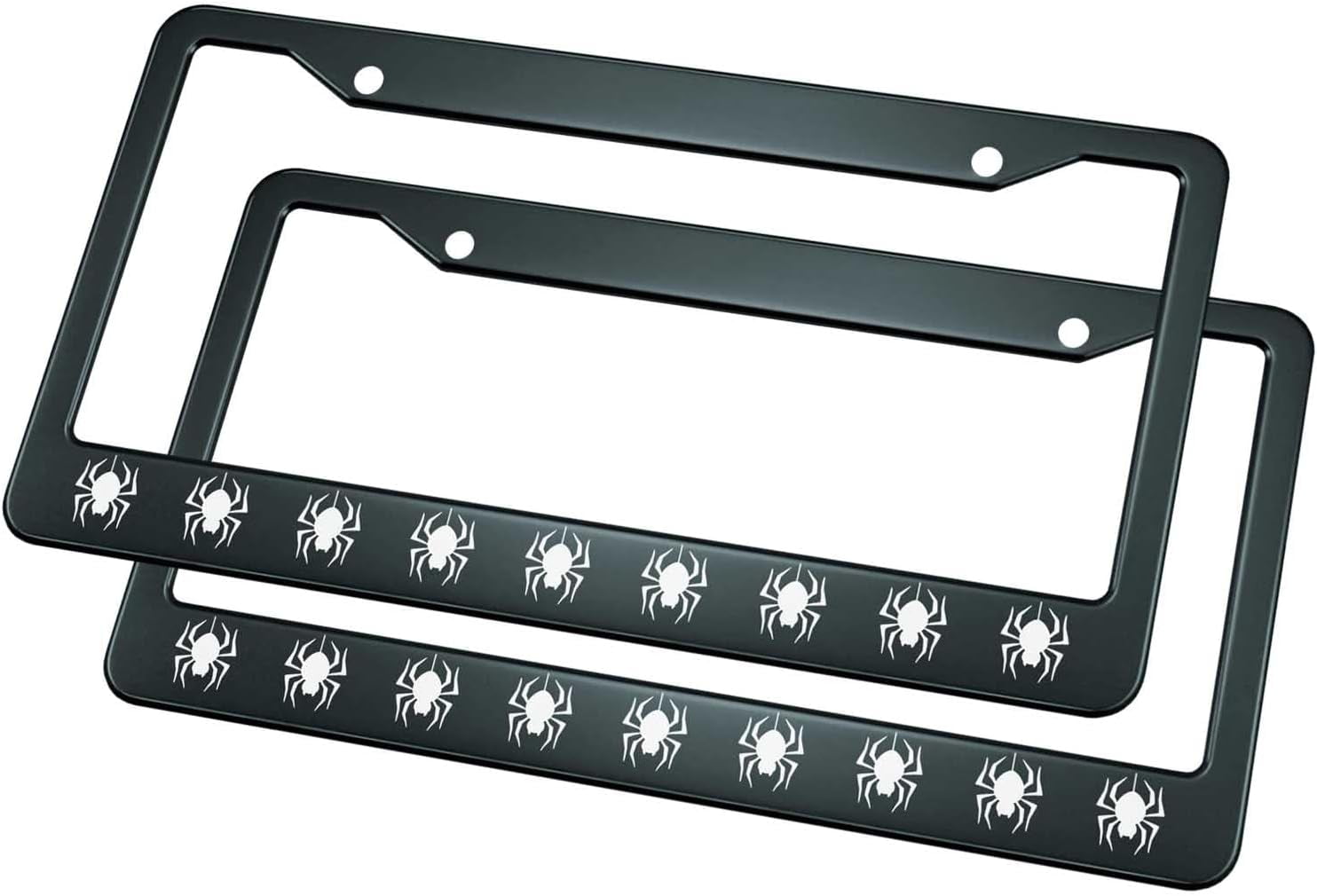 Halloween Spider License Plate Frame Black 2 Pcs Metal Cute Licenses ...