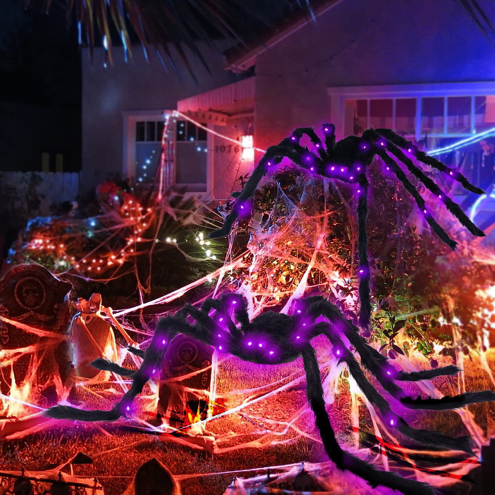 Halloween Spider,Light up Spider with Purple Lights, Light up Halloween ...