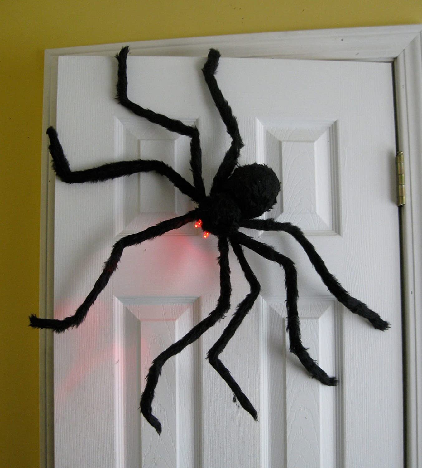 Halloween Spider with Light Up Eyes (LED Lights) - Decorations 4 Ft ...
