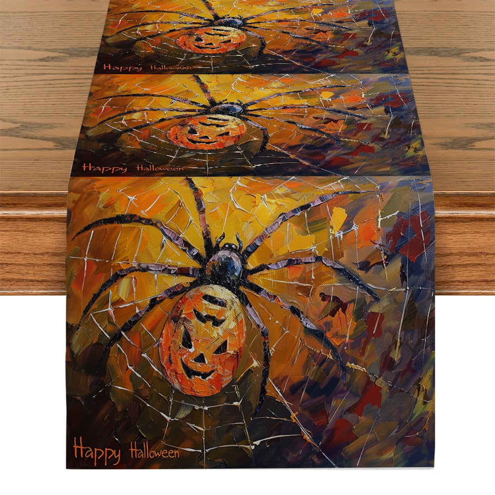 Halloween Spider Spider Web Table Runner Farmhouse Dining Table Runners ...