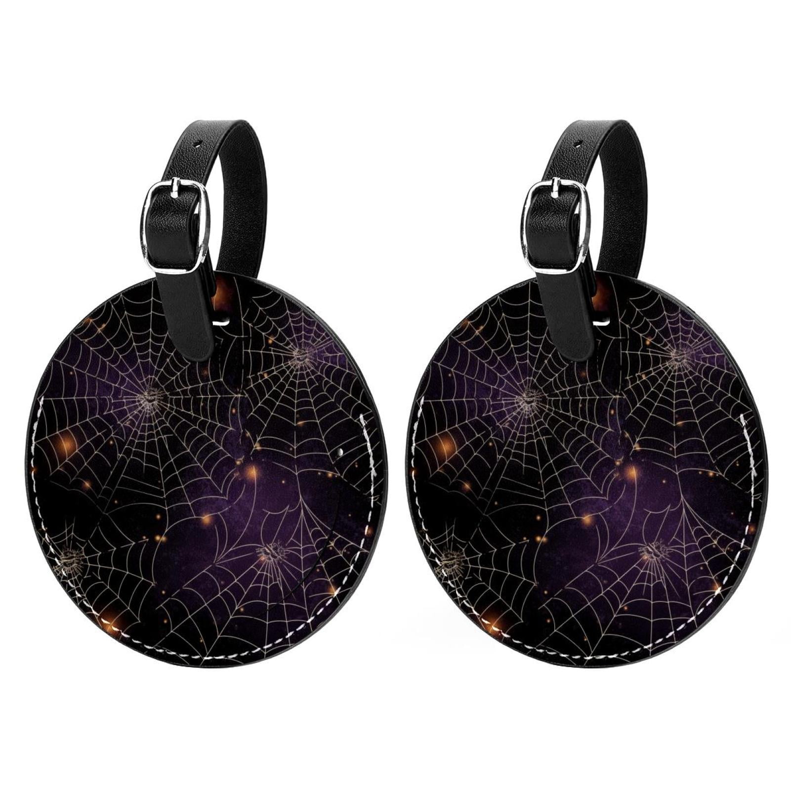 Halloween Spider Web 2pcs PU Leather Round Bag Tags Suitcase Handbag ...