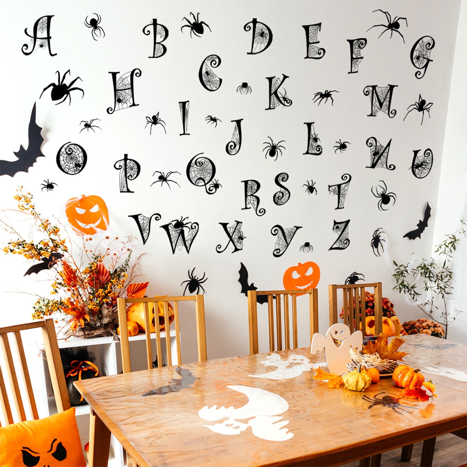 Halloween Spider Web Alphabet Wall Decals | Black Plastic Letter ...