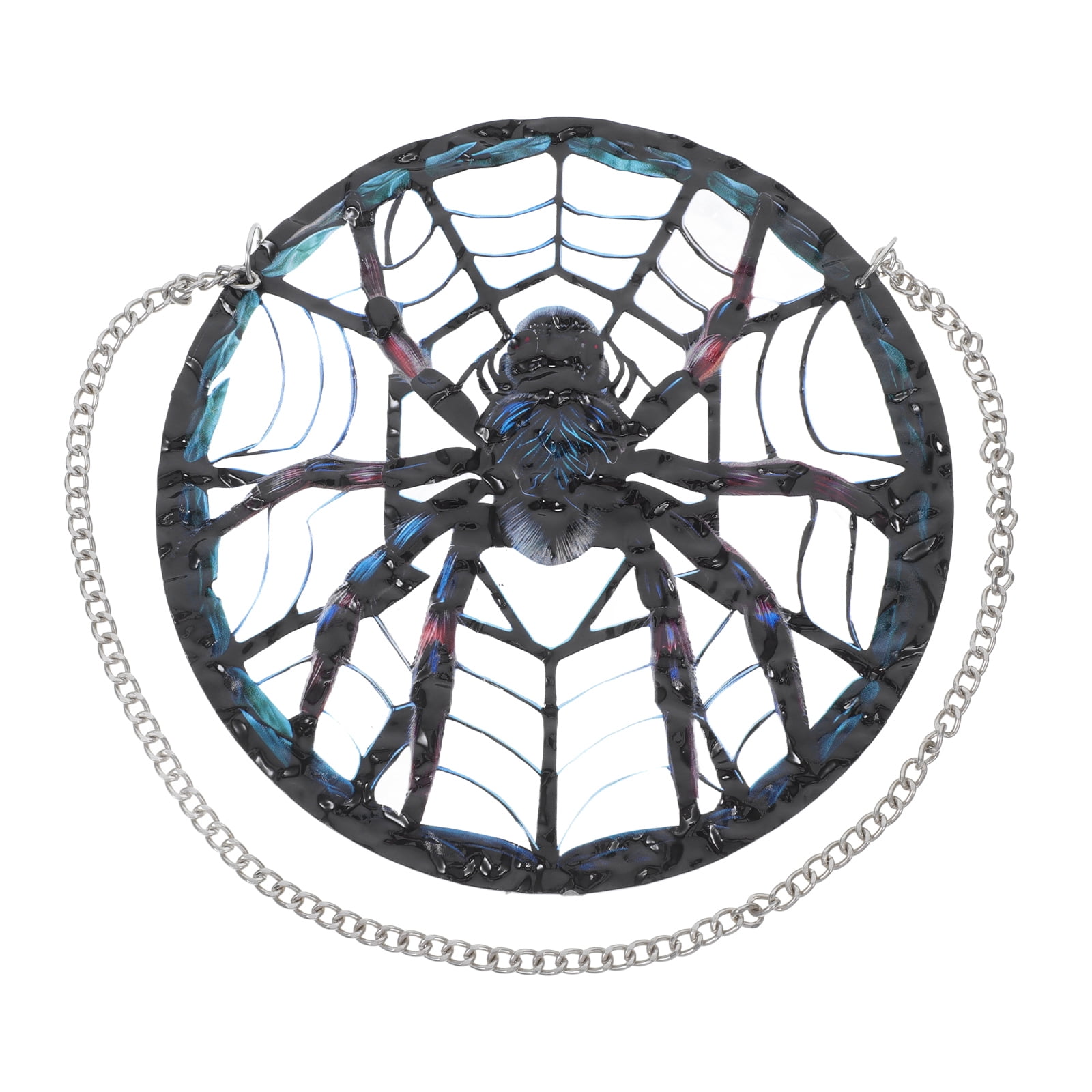 Halloween Spider Web Decor Stained with Metal Chain and Suction Hook ...
