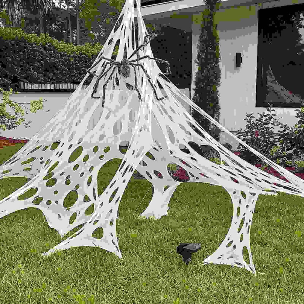 Halloween Spider Web Decoration Outdoor,Stretchy Netting Spider Webbing ...