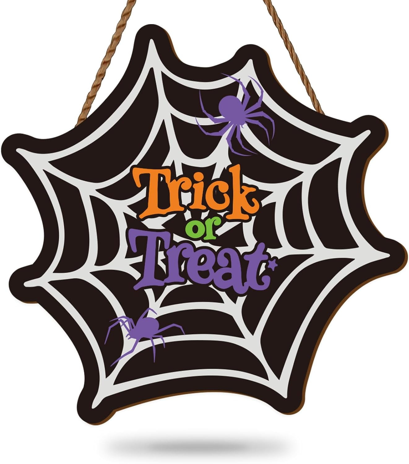 Halloween Spider Web Door Sign Trick or Treat Wooden Hanging Sign ...