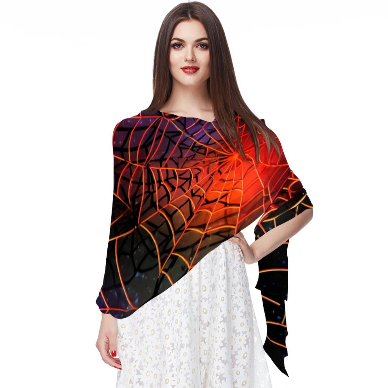 Halloween Spider Web Elegant Translucent Chiffon Silk Scarf, Light ...