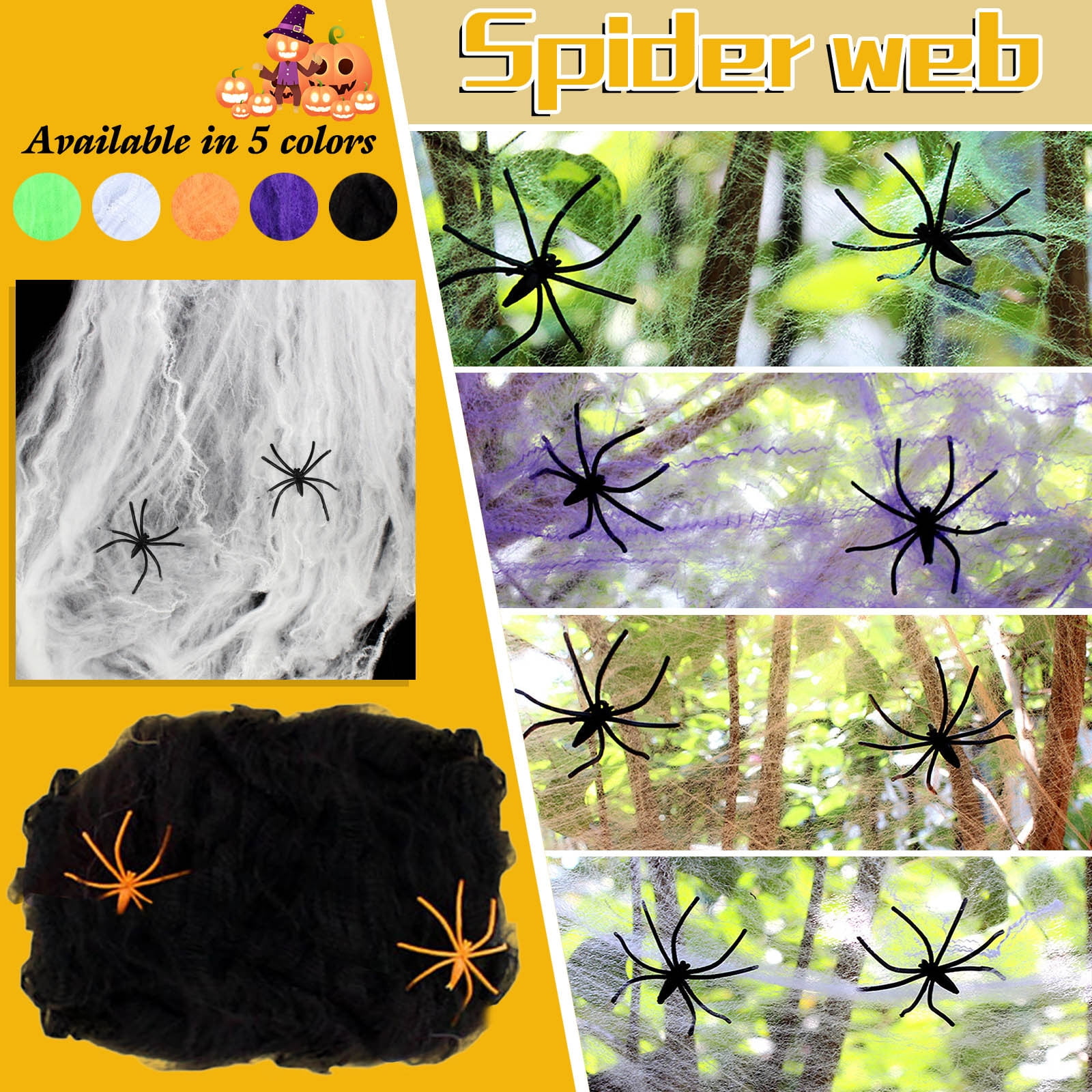 Halloween Spider Web Fake Stretch Cobweb for Halloween Party Decoration ...