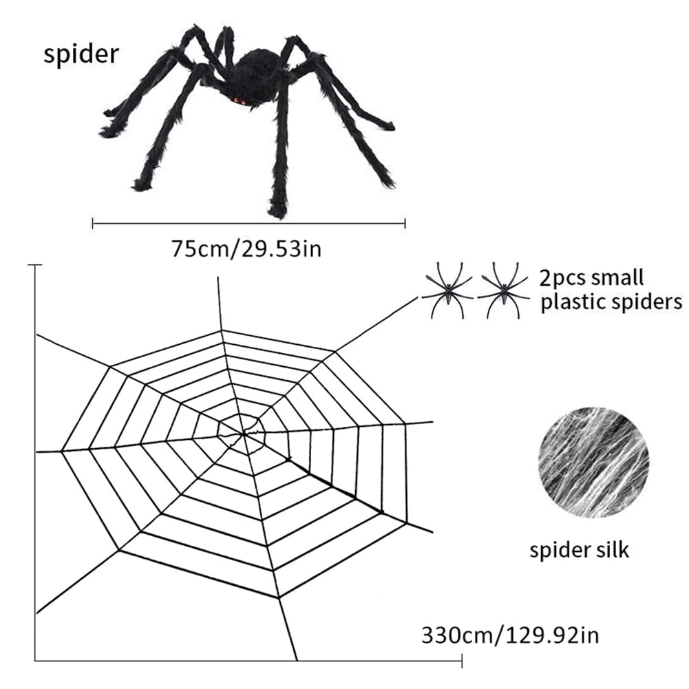 Halloween Spider Web and Halloween Spider, Halloween Decor Set, 29.5in ...