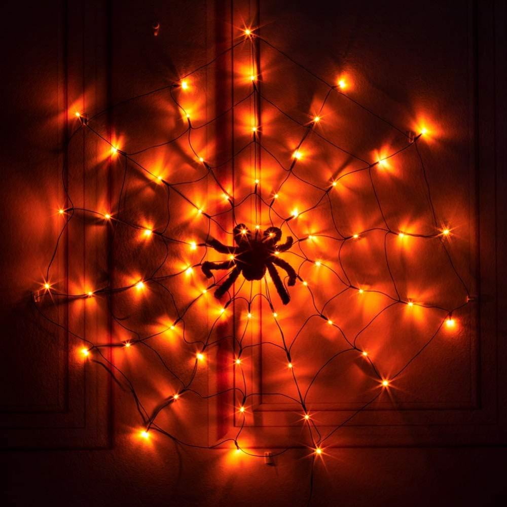 Halloween Spider Web Lights Decoration, Light up Black Spider Web, LED ...