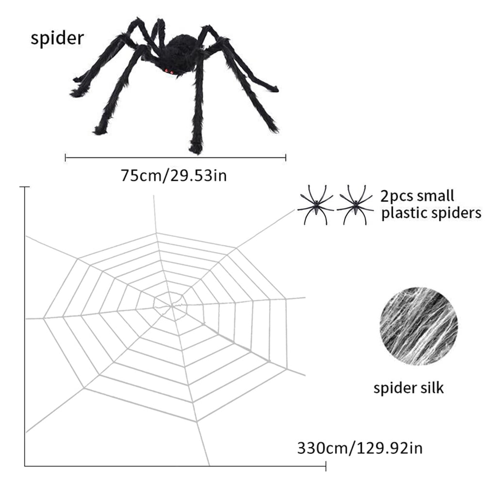 Halloween Spider Web and Halloween Spider, Halloween Decor Set, 29.5in ...