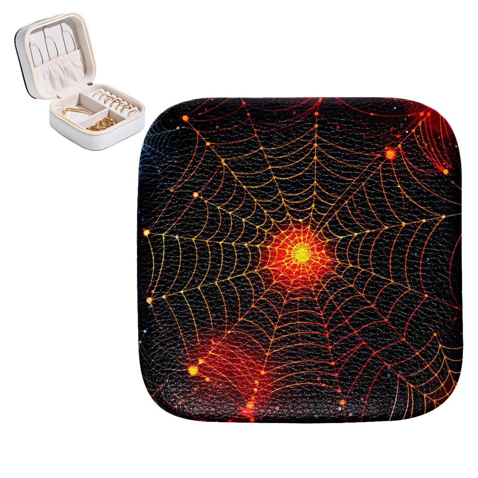 Halloween Spider Web Square Travel Jewelry Box Organizer Display Case ...