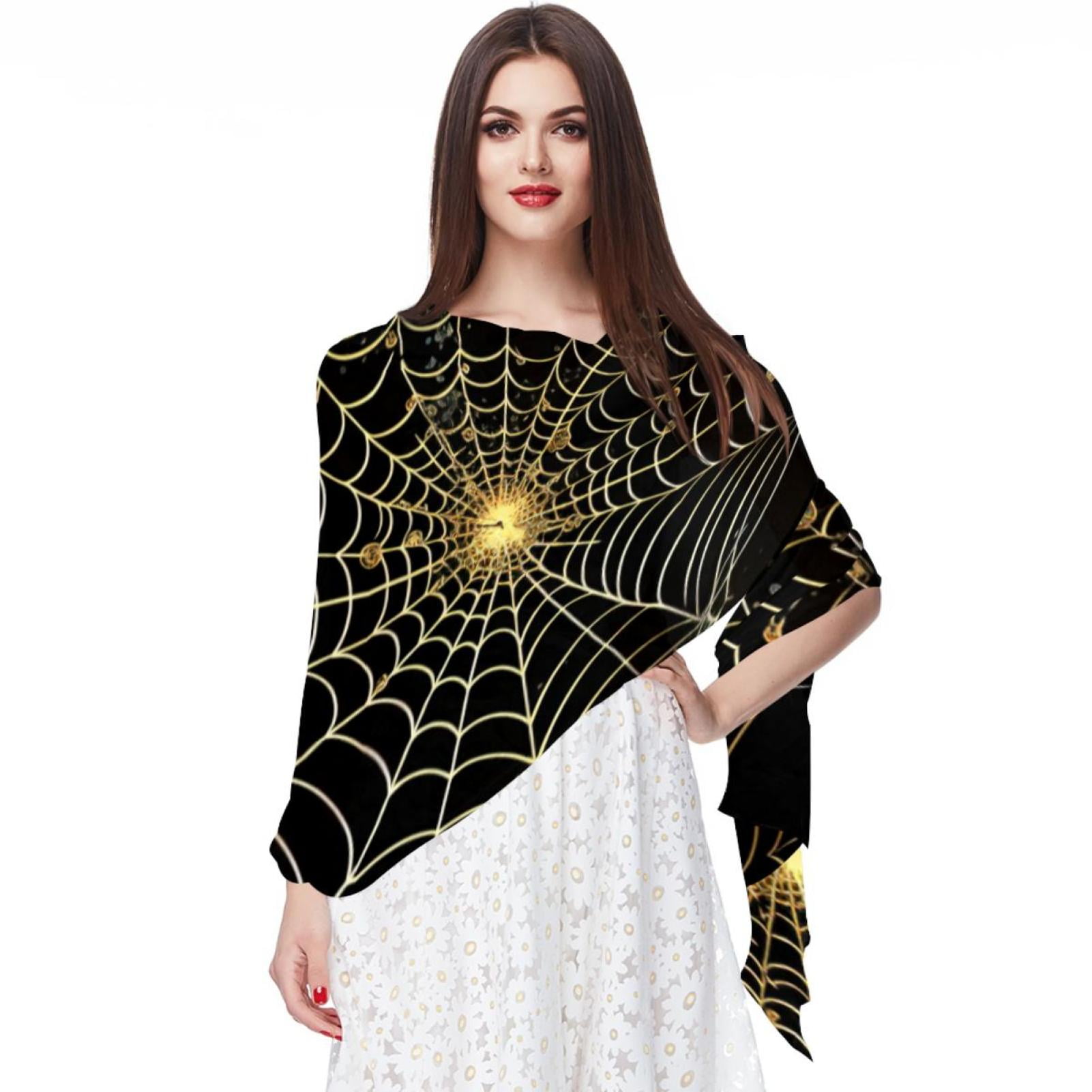 Halloween Spider Web Translucent Chiffon Yarn Silk Scarf - Light ...