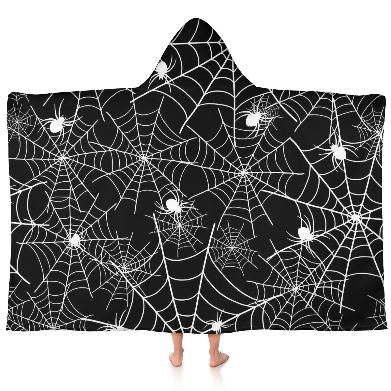 Halloween Spider Webs with Spiders Hooded Bath Towel，60"x35" for Ages 3 ...