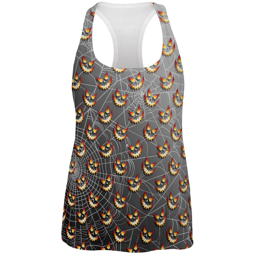 Halloween Spider Webs and Jack-O-Lanterns All Over Womens Work Out Tank ...