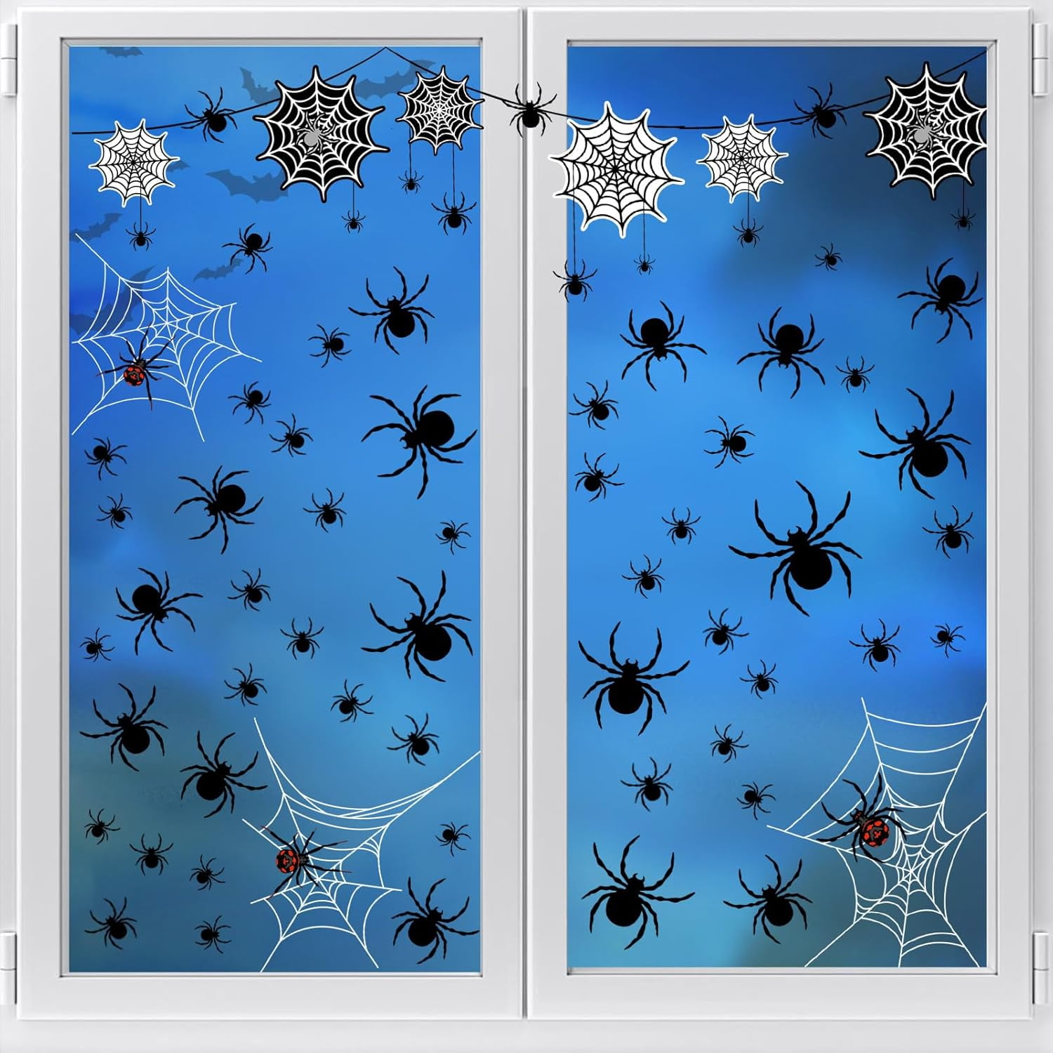 Halloween Spider Window Clings, 9 Sheets Black Spider Web Window Decals ...