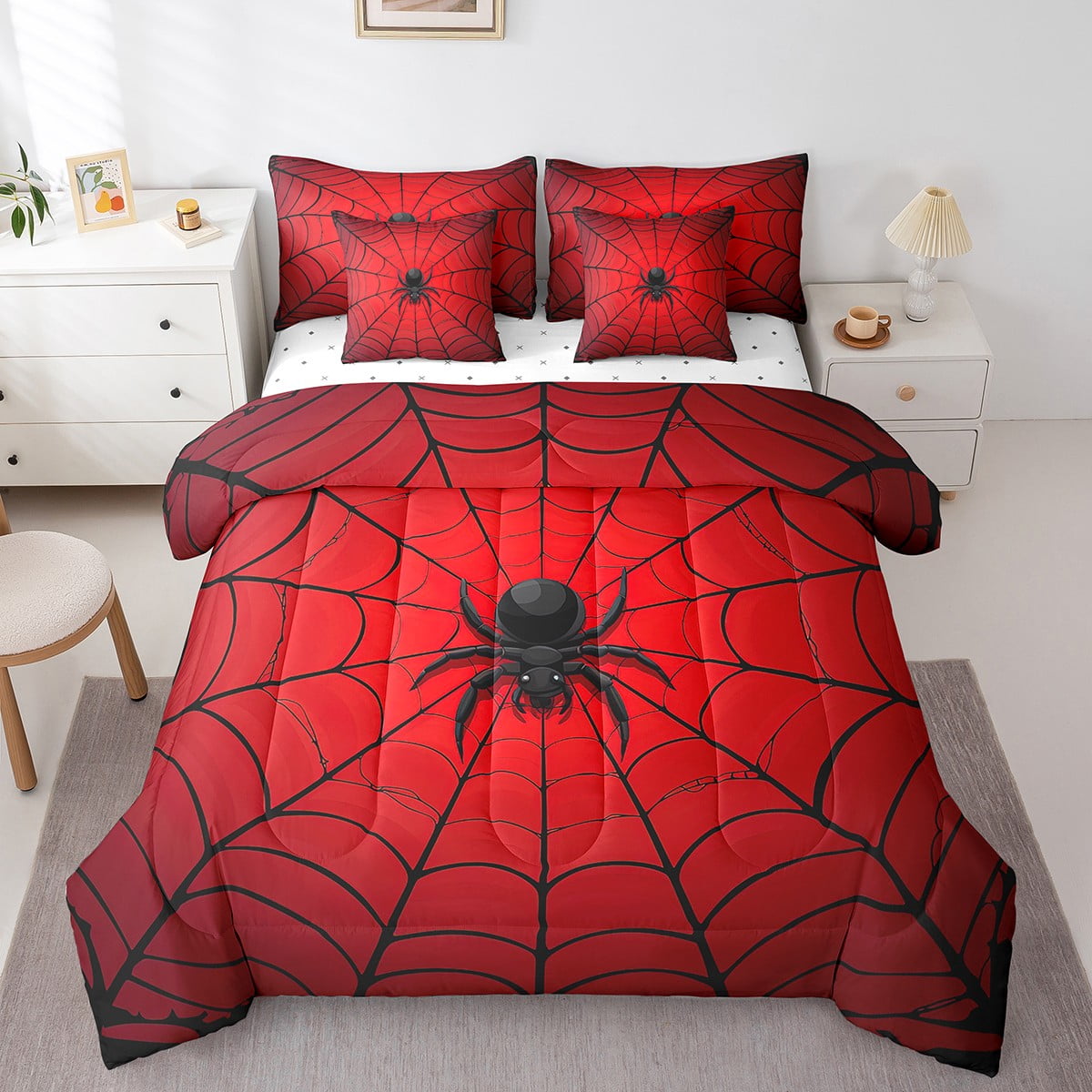 Halloween Spiders Twin Comforter Set - 7 Pieces Bed in a Bag Set,Spider ...