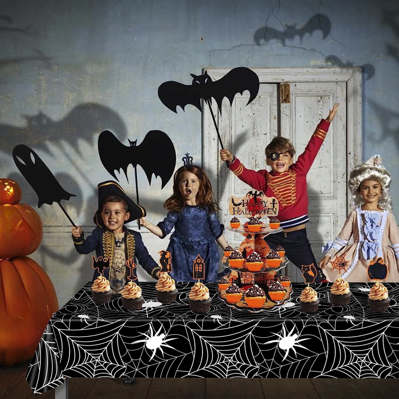 Halloween Spiderweb Tablecloth for Kitchen Dining, 54x107 Inch Gothic ...