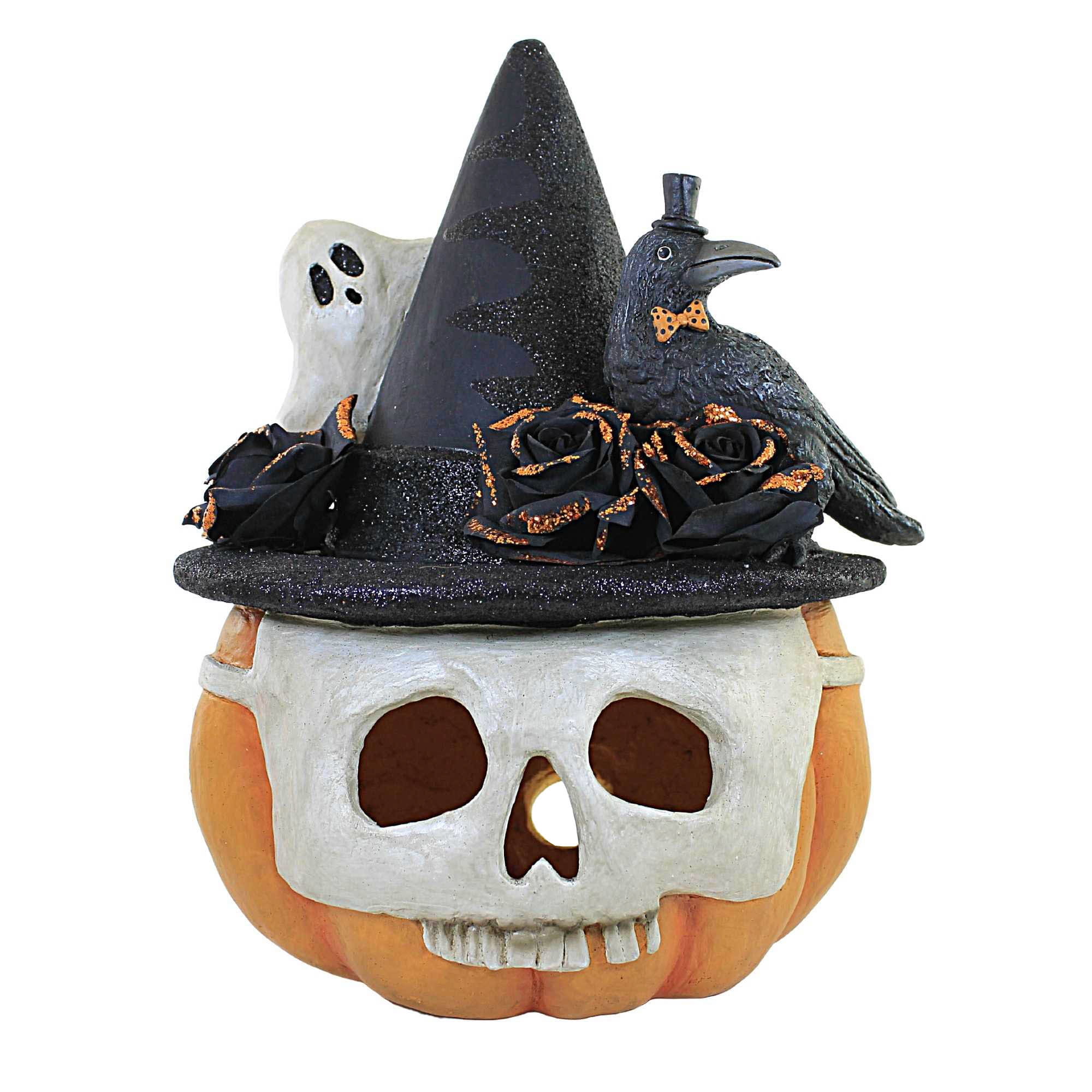 Halloween Spooktacular Gathering. Polyresin Ghost Crow Pumpkin Td1200g ...