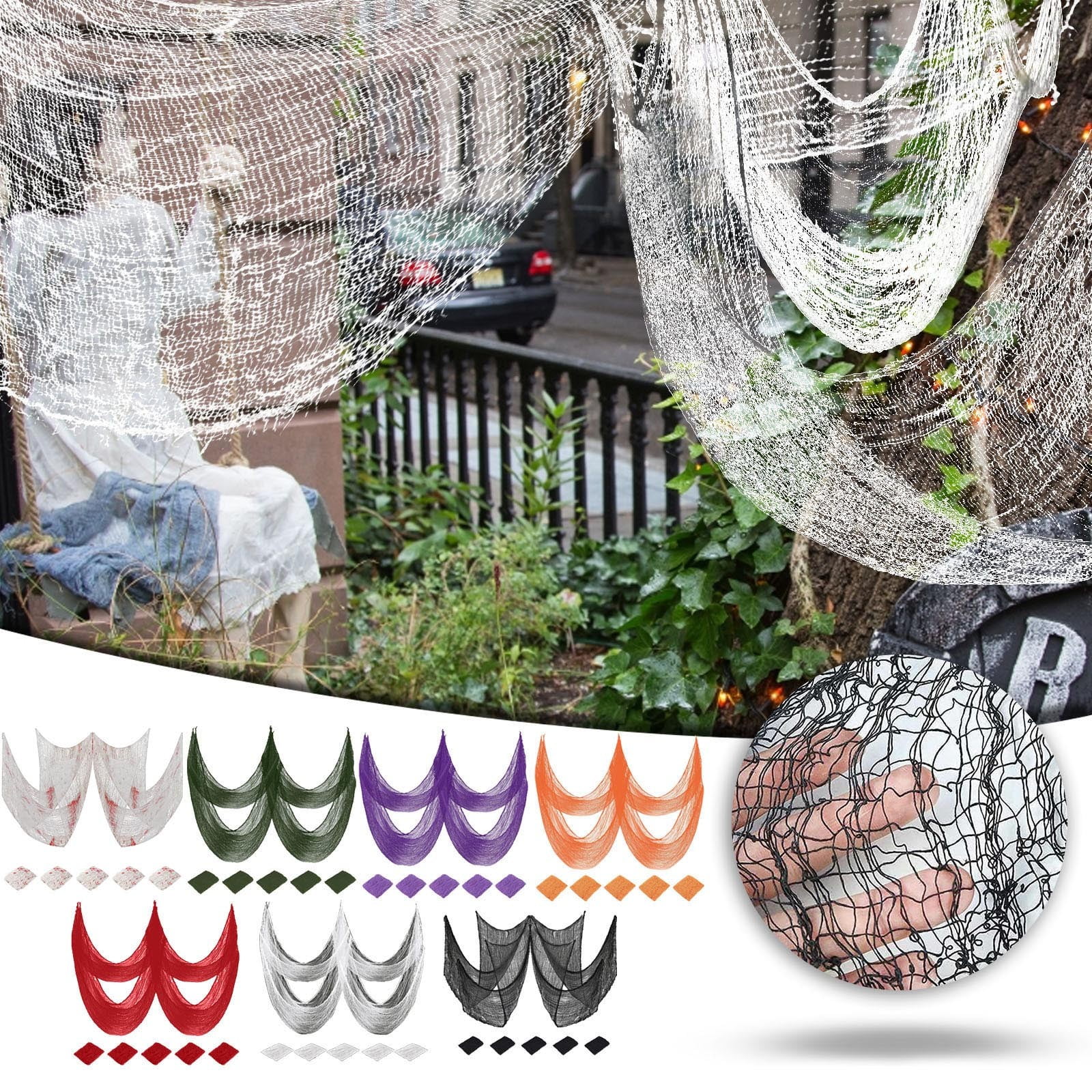 Halloween Spooky Decorative Gauze Fabric Drape Set, 30 X 75 inches ...