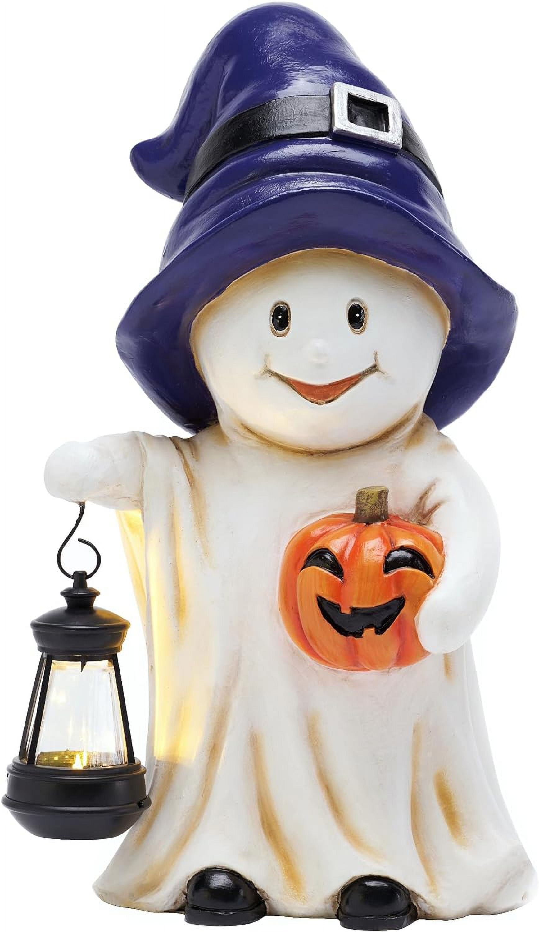 Halloween Spooky Garden Statues with Solar Lights, Cute Purple Hat ...