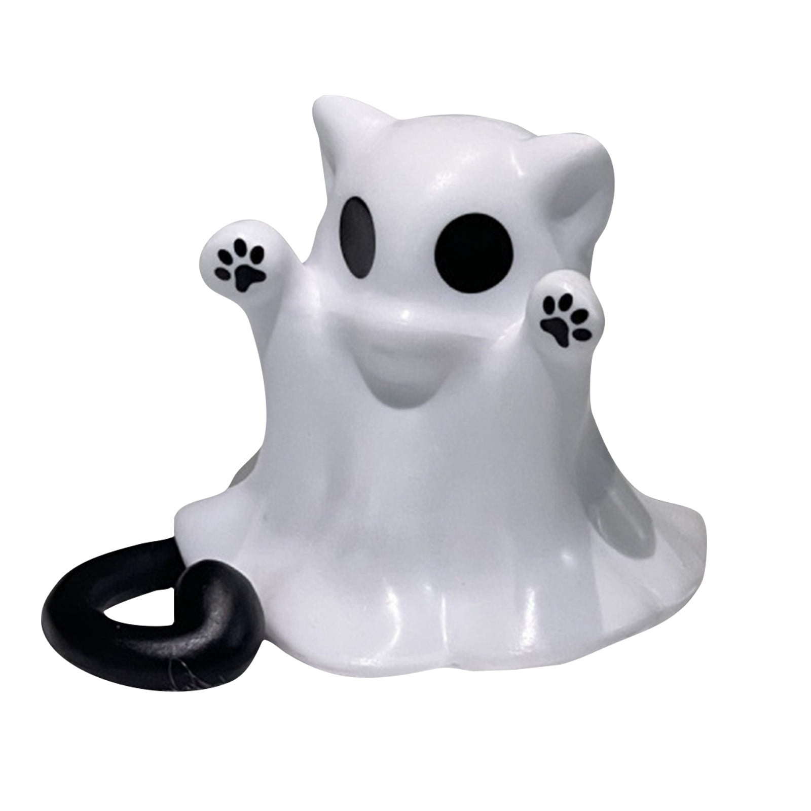 Halloween Spooky Ghost Cat Decor, Cute Little Ghost Cat Waving Statue ...