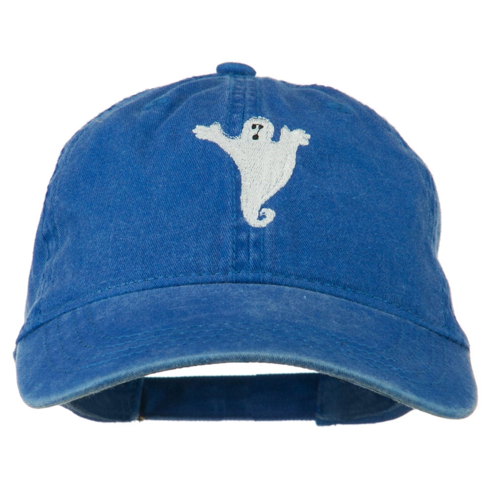 Halloween Spooky Ghost Embroidered Washed Dyed Cap - Royal OSFM ...