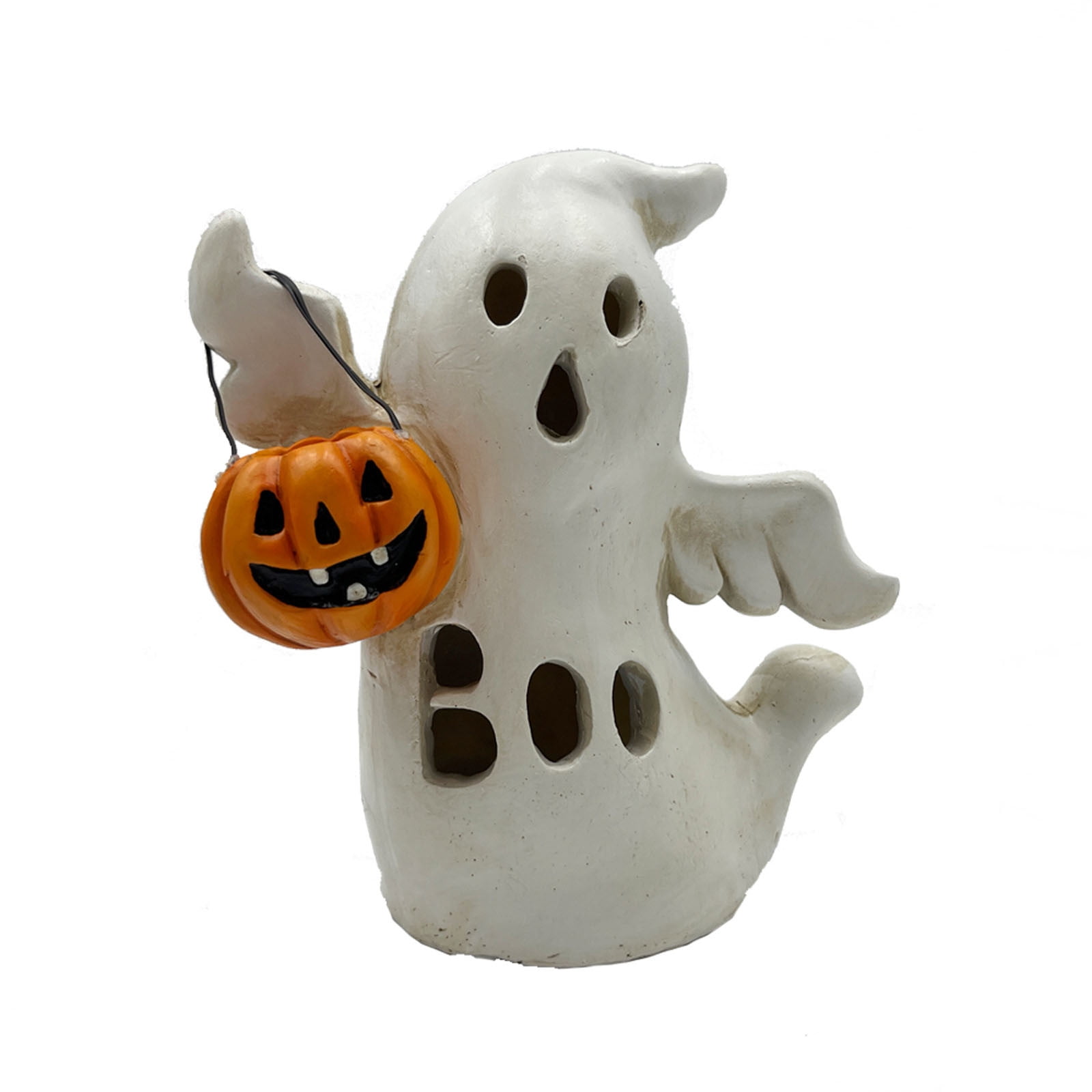 Halloween Spooky Ghost Statue, 6.5" Halloween Resin Pumpkin Ghost ...