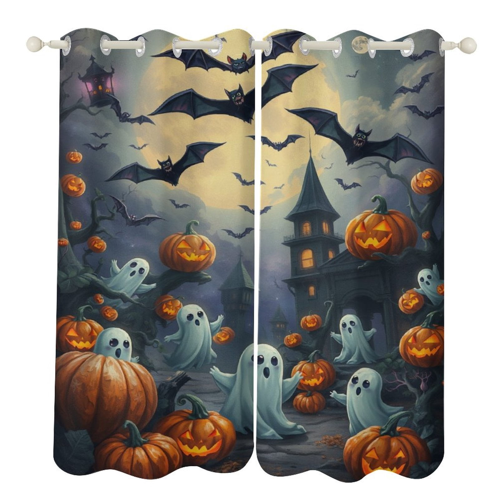 Halloween Spooky Ghosts Curtains for Bedroom Living Room Drapes Kitchen ...