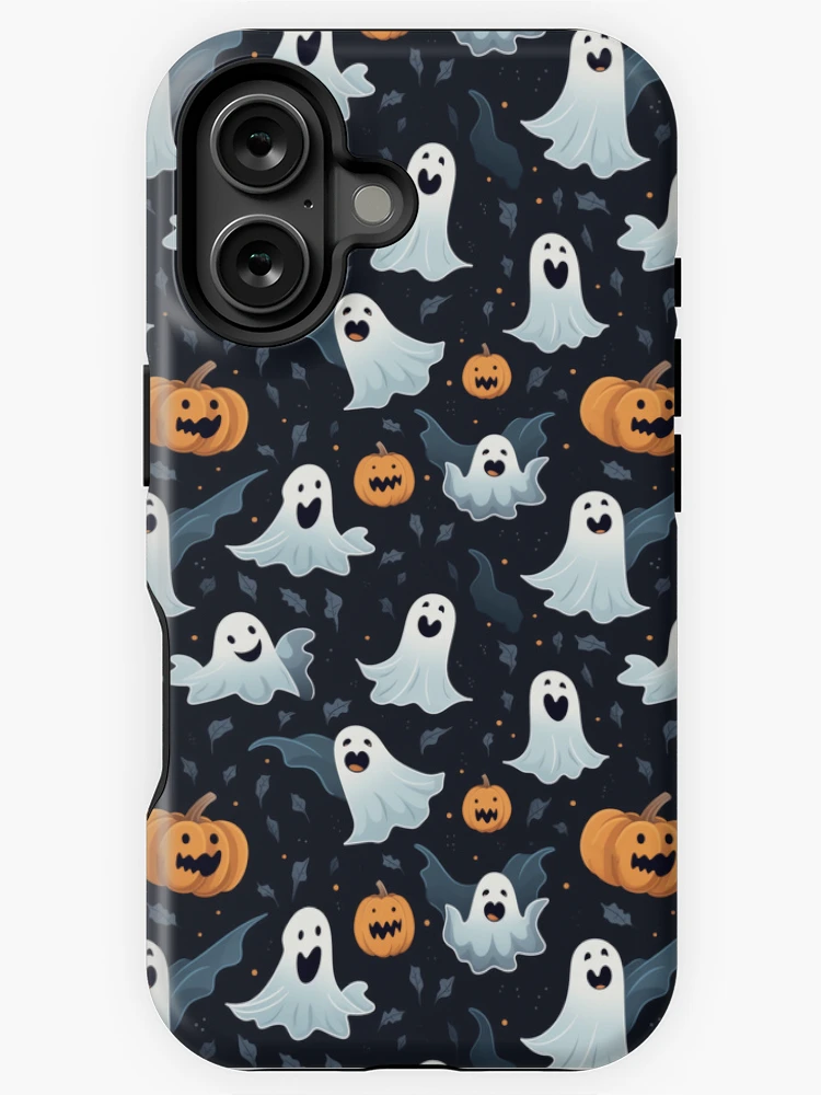 Halloween Spooky Ghosts Illustration iPhone Case Cute Bats Pumpkins 11 ...