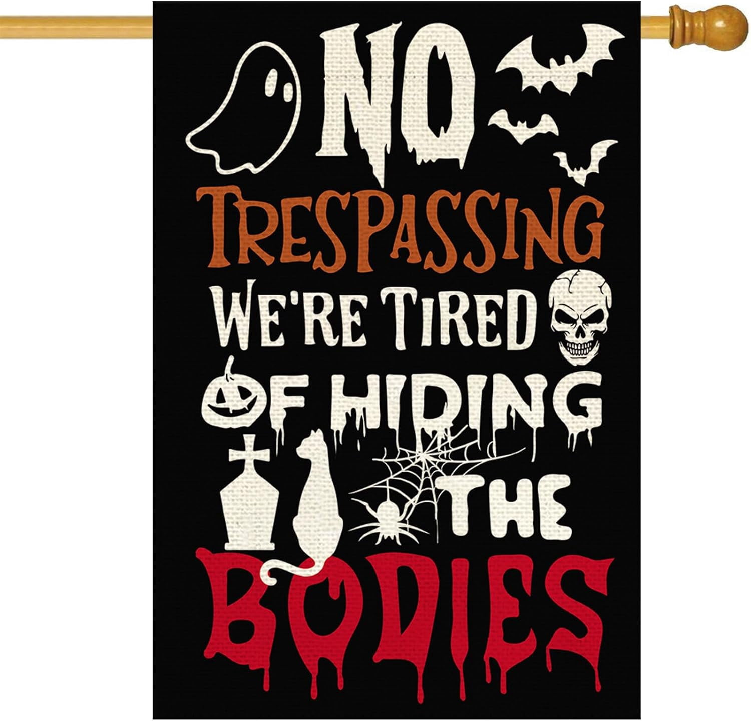 Halloween Spooky House Flag 28 x 40 Inch Happy Double Sided Burlap No ...