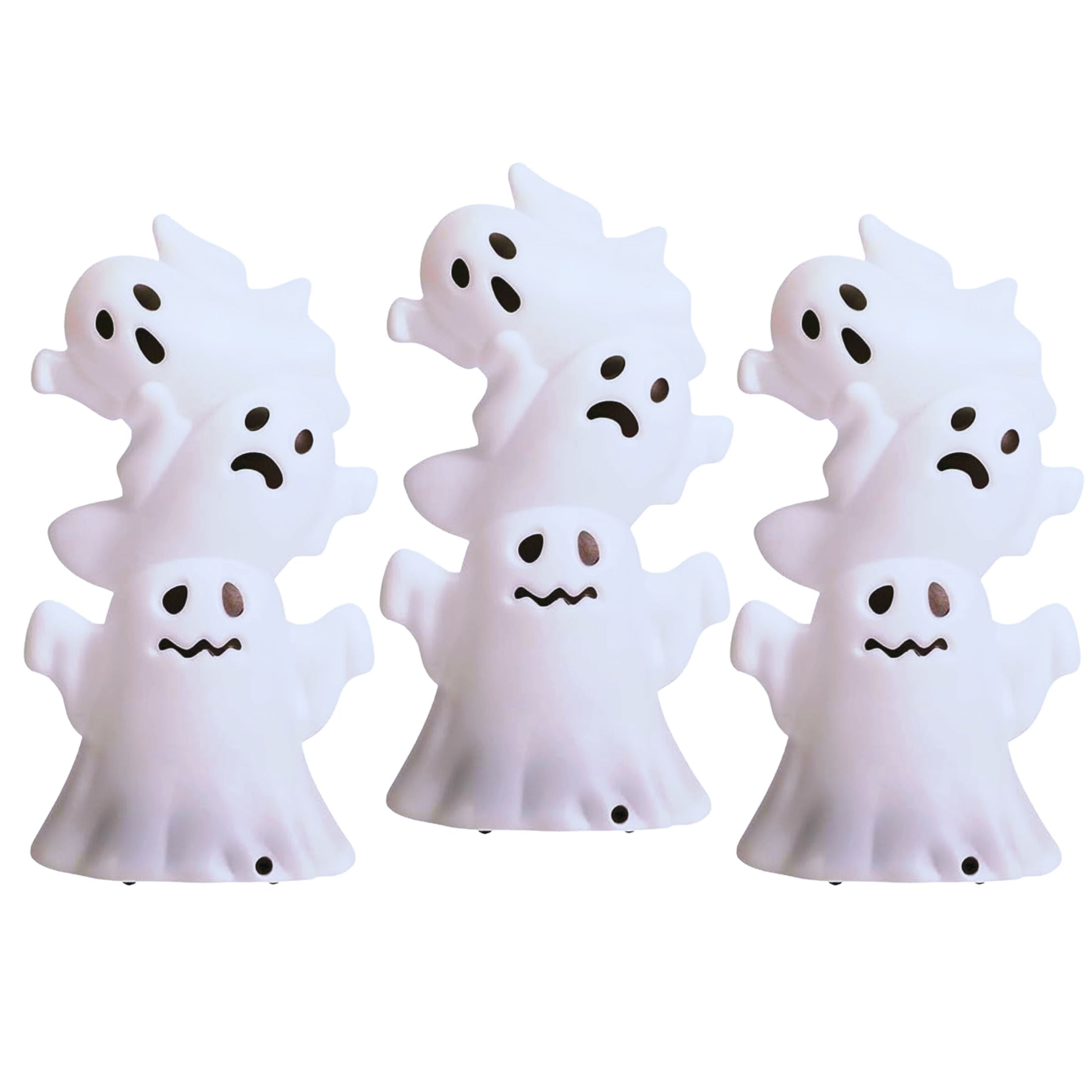 Halloween Spooky LED Light & Sound Stacked Ghosts Icon Statuettes, 7-in ...