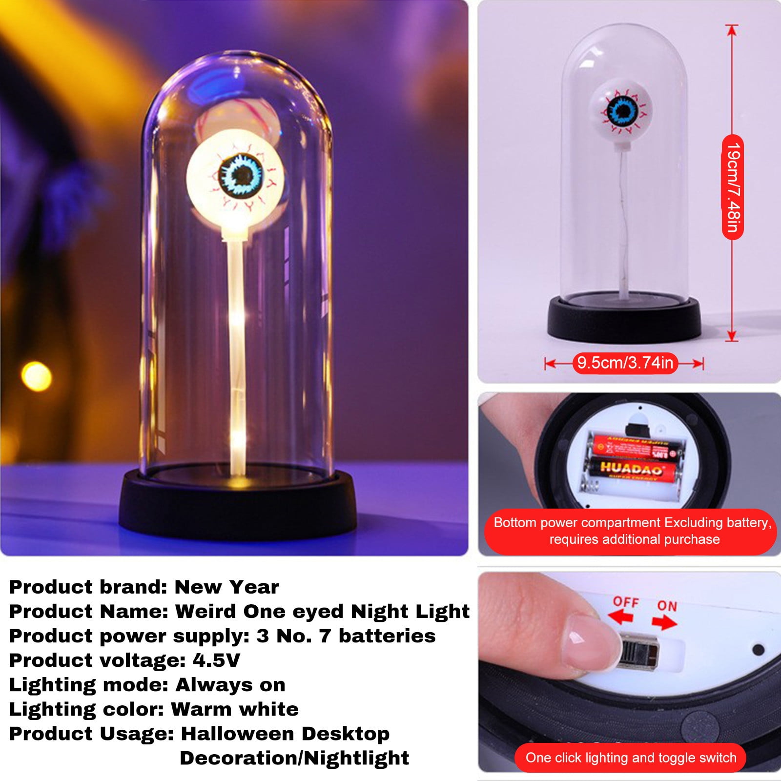 Halloween Spooky One-Eyed Monster Night Light, Creepy Halloween ...