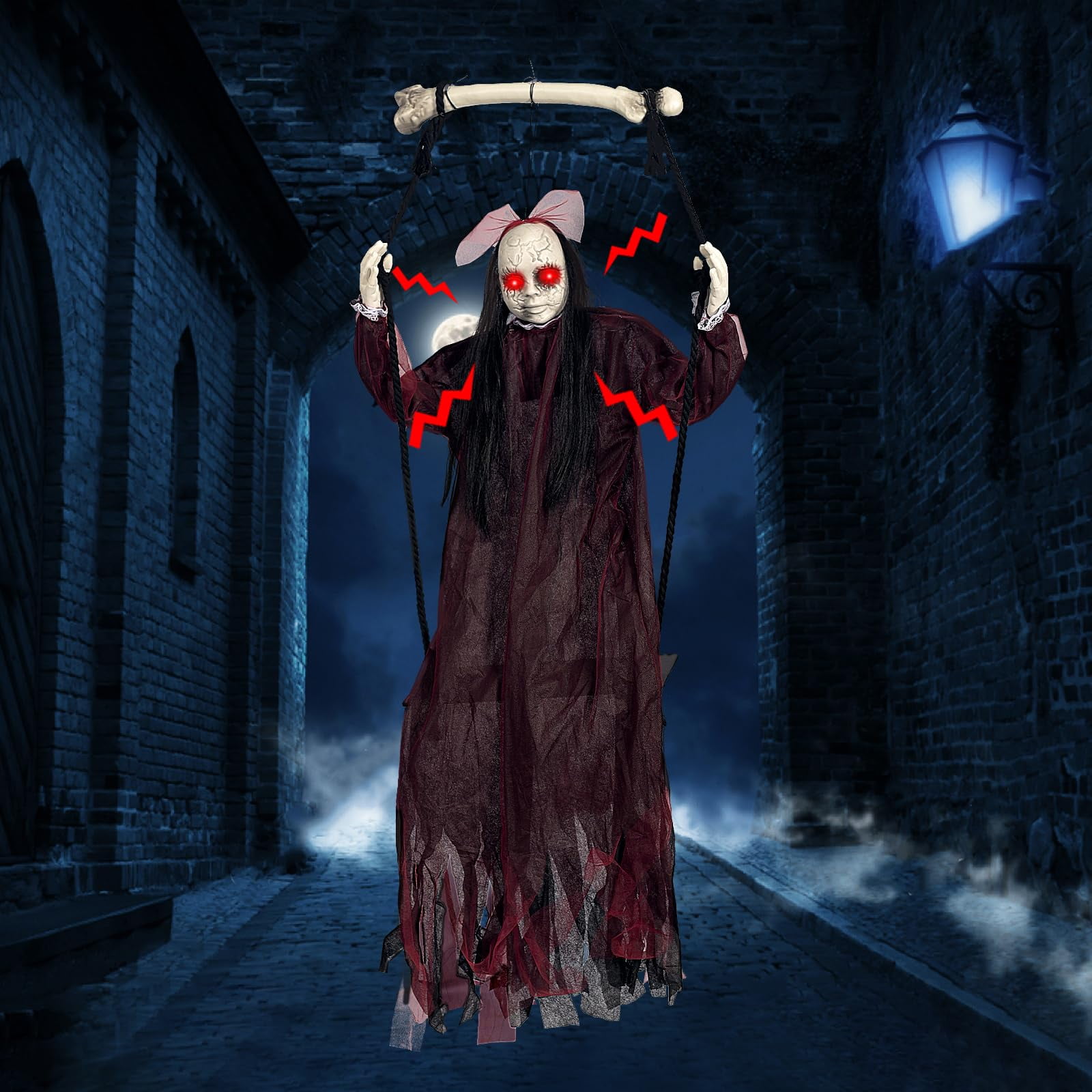 Halloween Spooky Swing Red Robe Ghosts - Creepy Hanging Props with ...