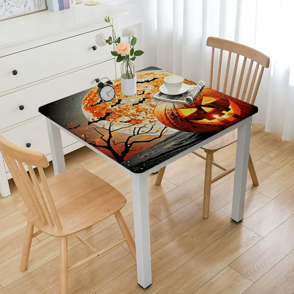 Halloween Square Fitted Tablecloth, Pumpkin Lights and Moons Over The ...