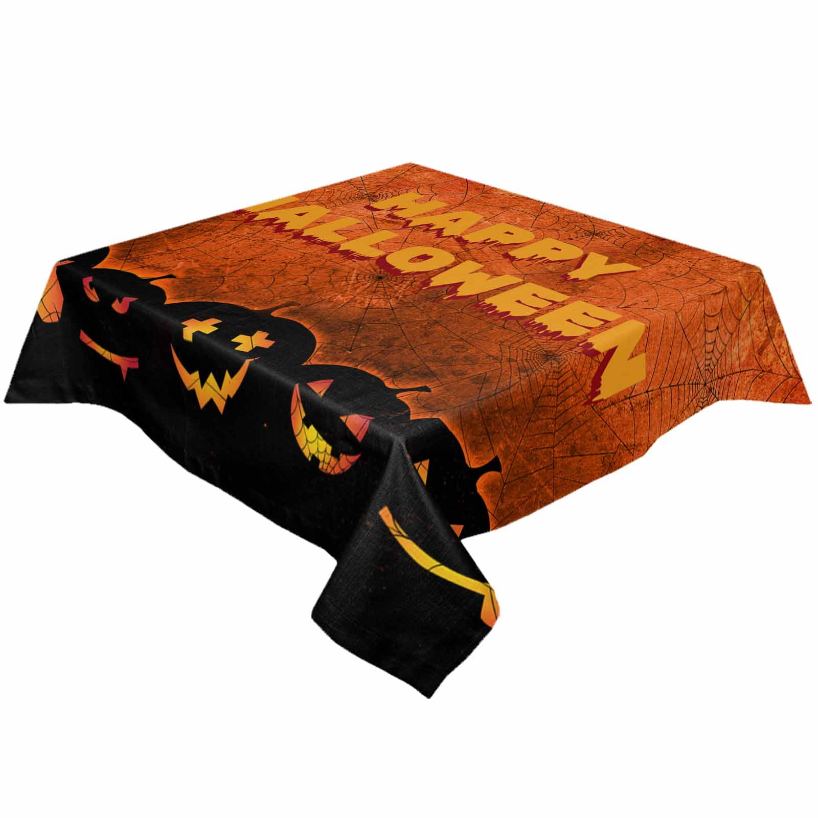Halloween Square/Round Tablecloths 60x60,Fall Black Orange Ghost ...