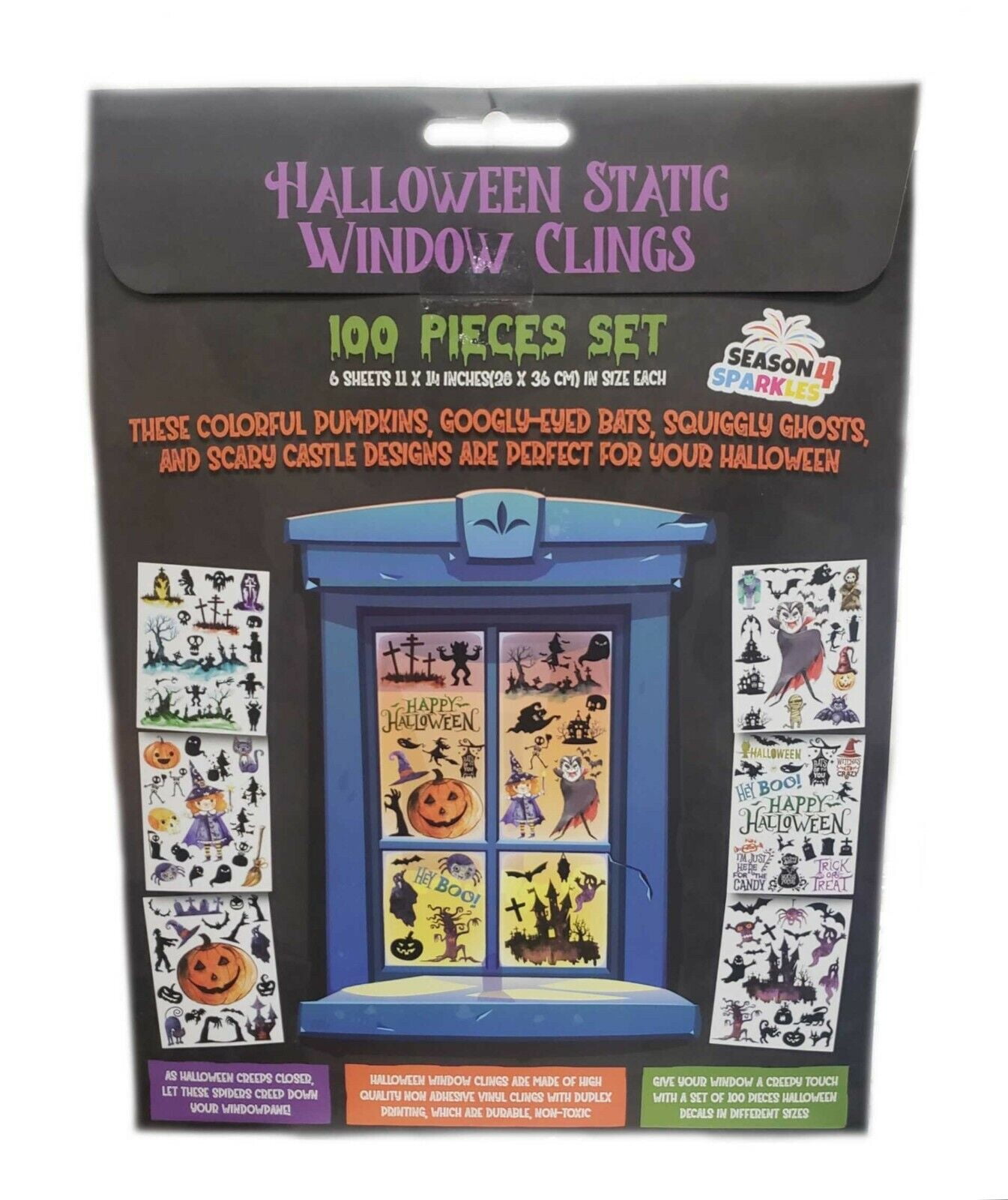 Halloween Static Window Clings 100 Pieces Set. - Walmart.com